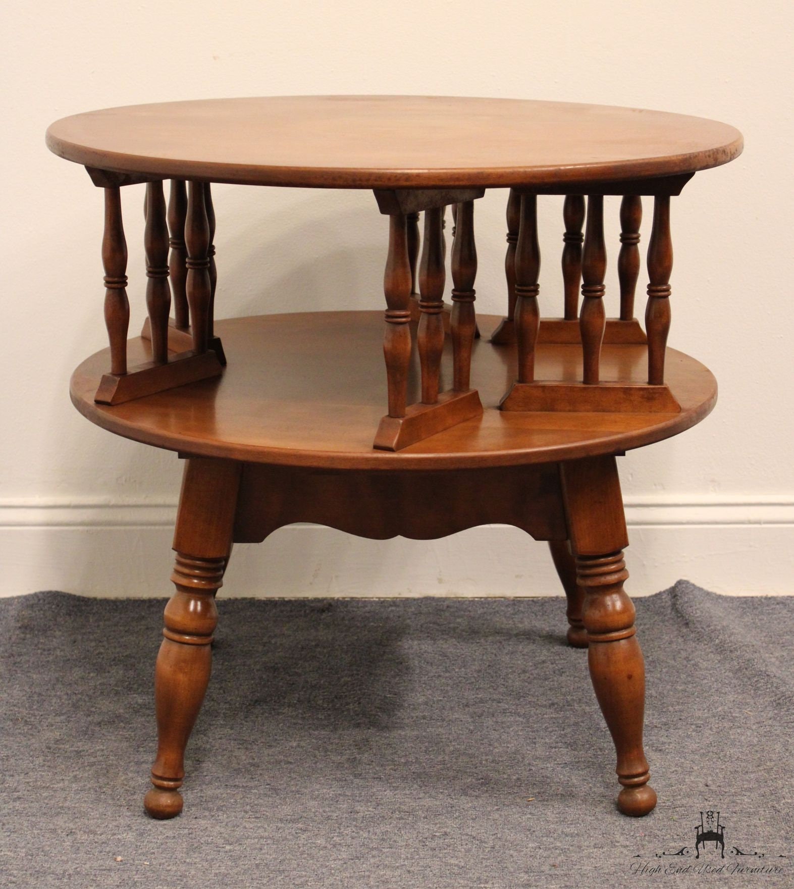 ETHAN ALLEN Heirloom Nutmeg Maple Colonial Early American 28" Round ...