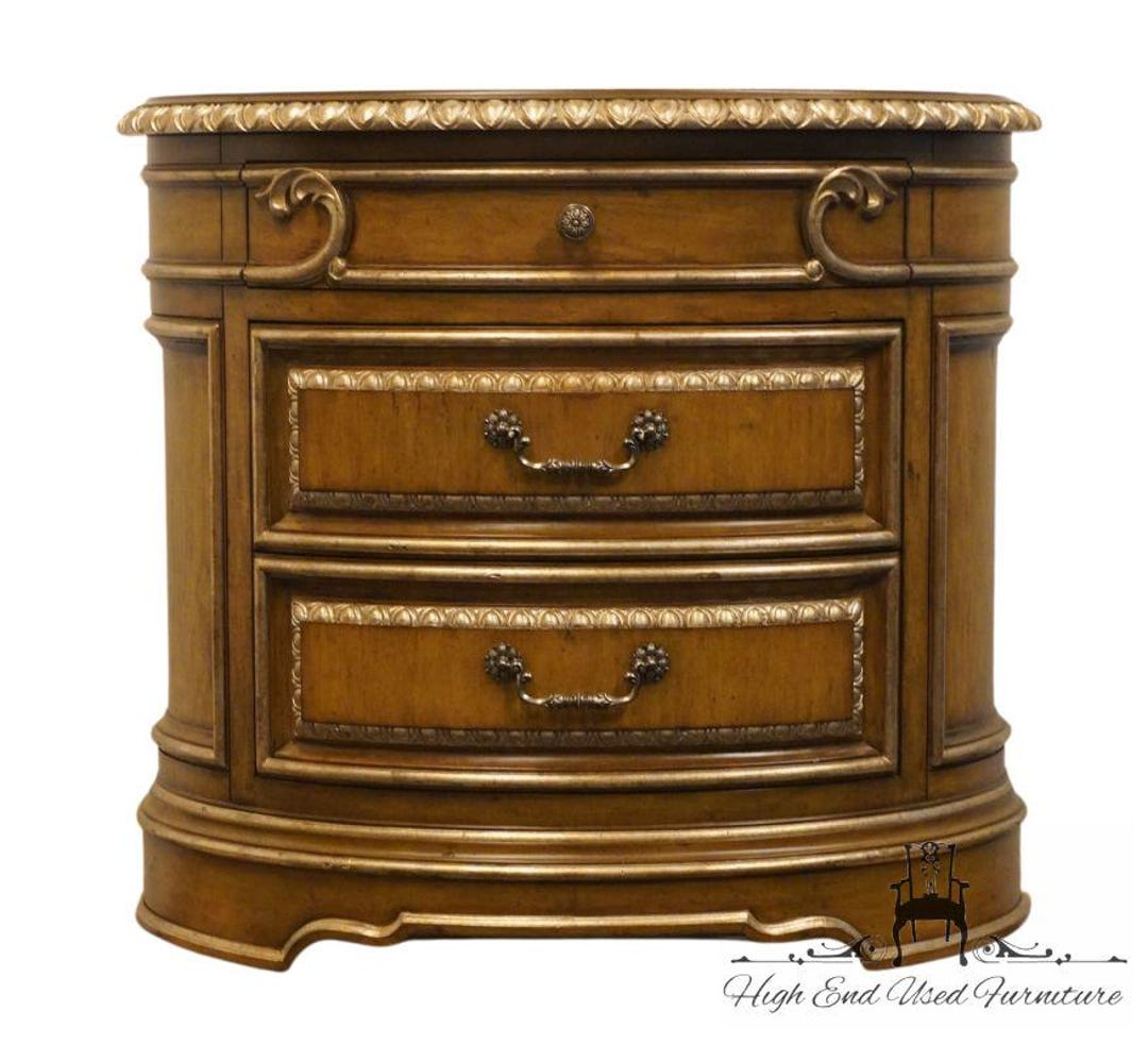 MARGE CARSON Mediterranean Italian Provincial 38" Oval Three Drawer ...