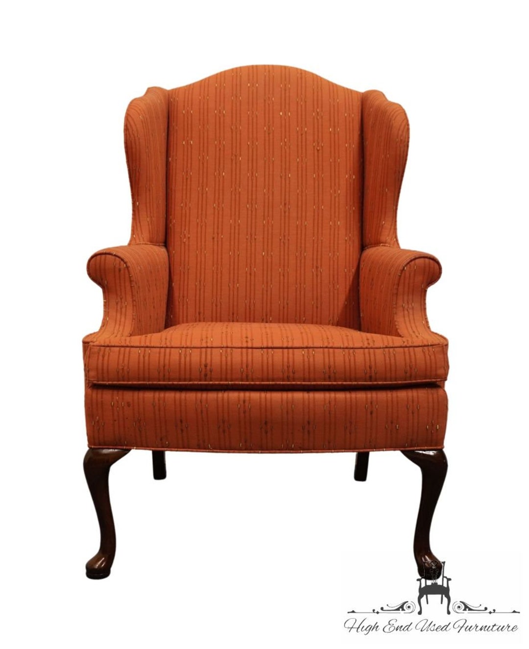 SHERRILL FURNITURE Traditional Striped Salmon Upholstered Accent ...