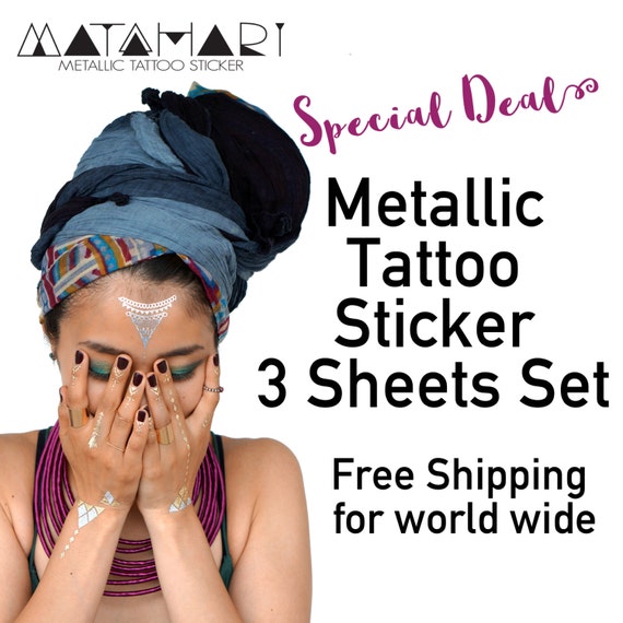 Metallic Tattoo Sticker 3 Sheets Deal With Free Shipping | Etsy