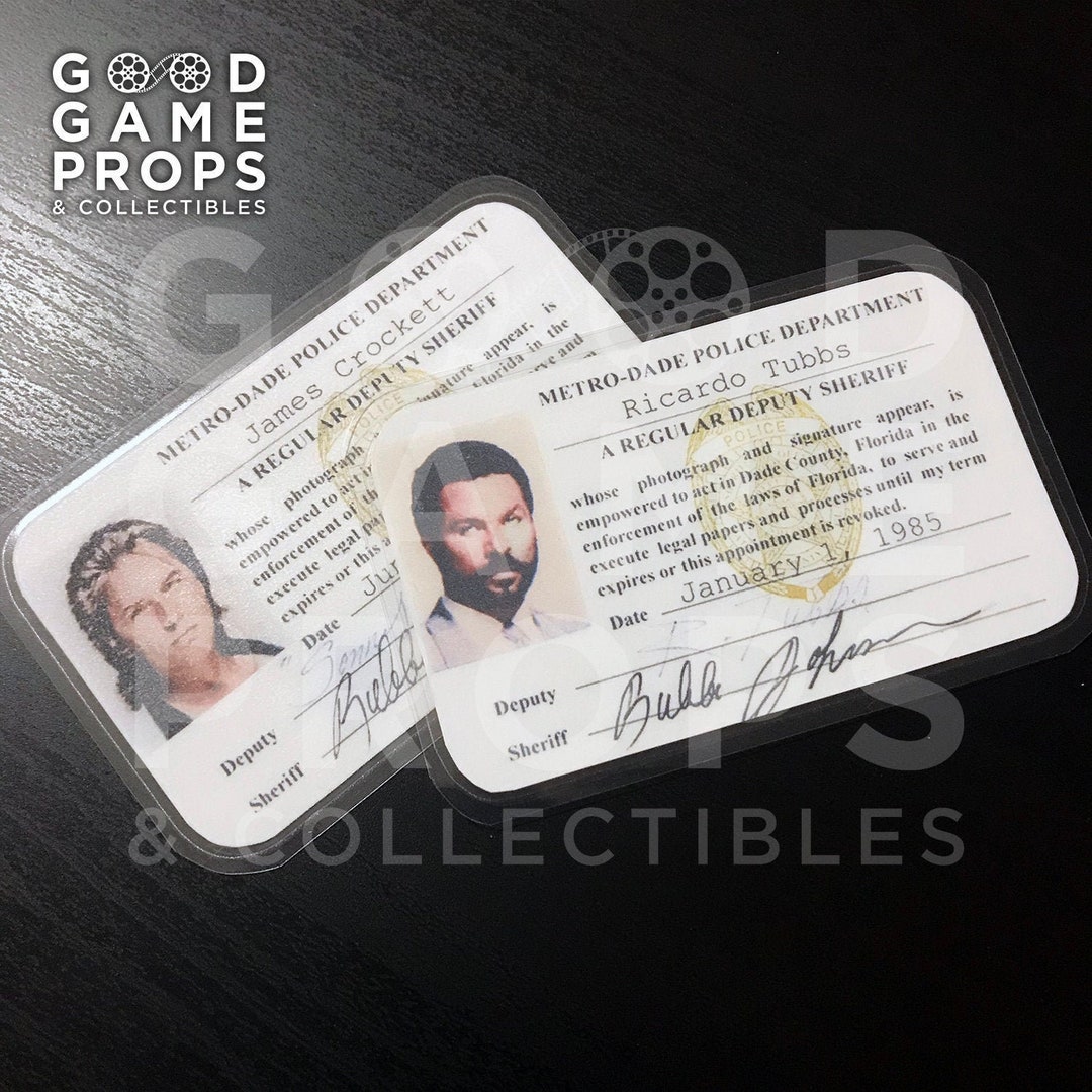 Miami Vice | Crockett & Tubbs ID Badge Set Prop Replica | Printed ...