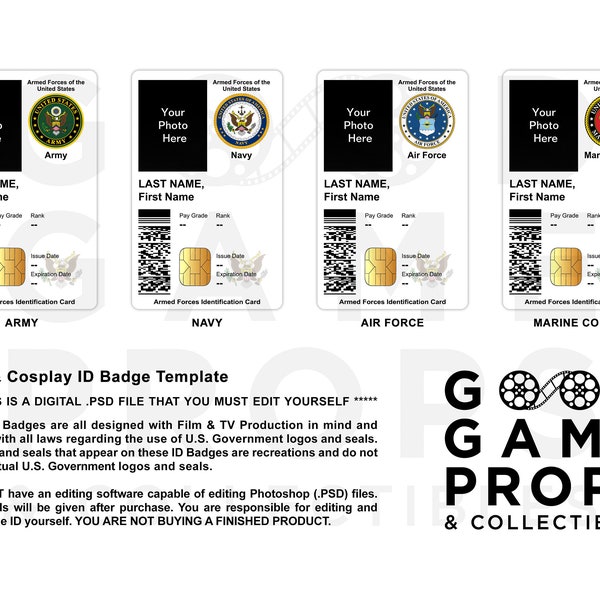 Fake Military Id Card - Etsy