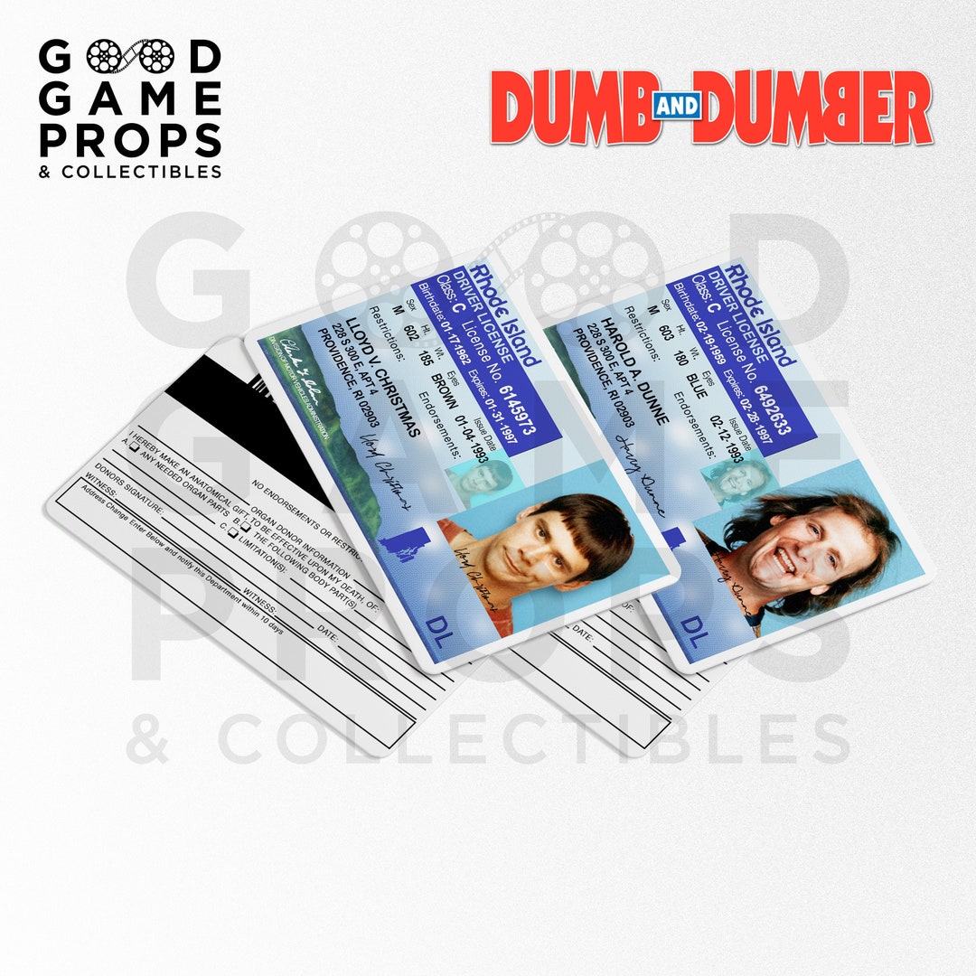 Dumb and Dumber | Harry Dunne / Llyod Christmas Driver's License Prop ...