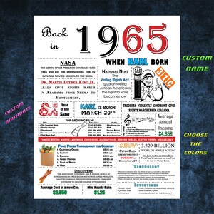 1965 Personalized Birthday Poster 1965 History DIGITAL | Etsy