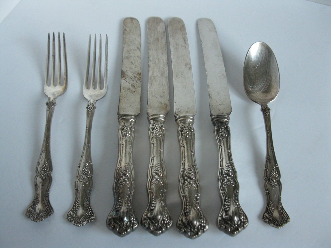 7 Pieces Rogers Bros. 1847 Grape Pattern Flatware Silverware 4 Knives 2 ...