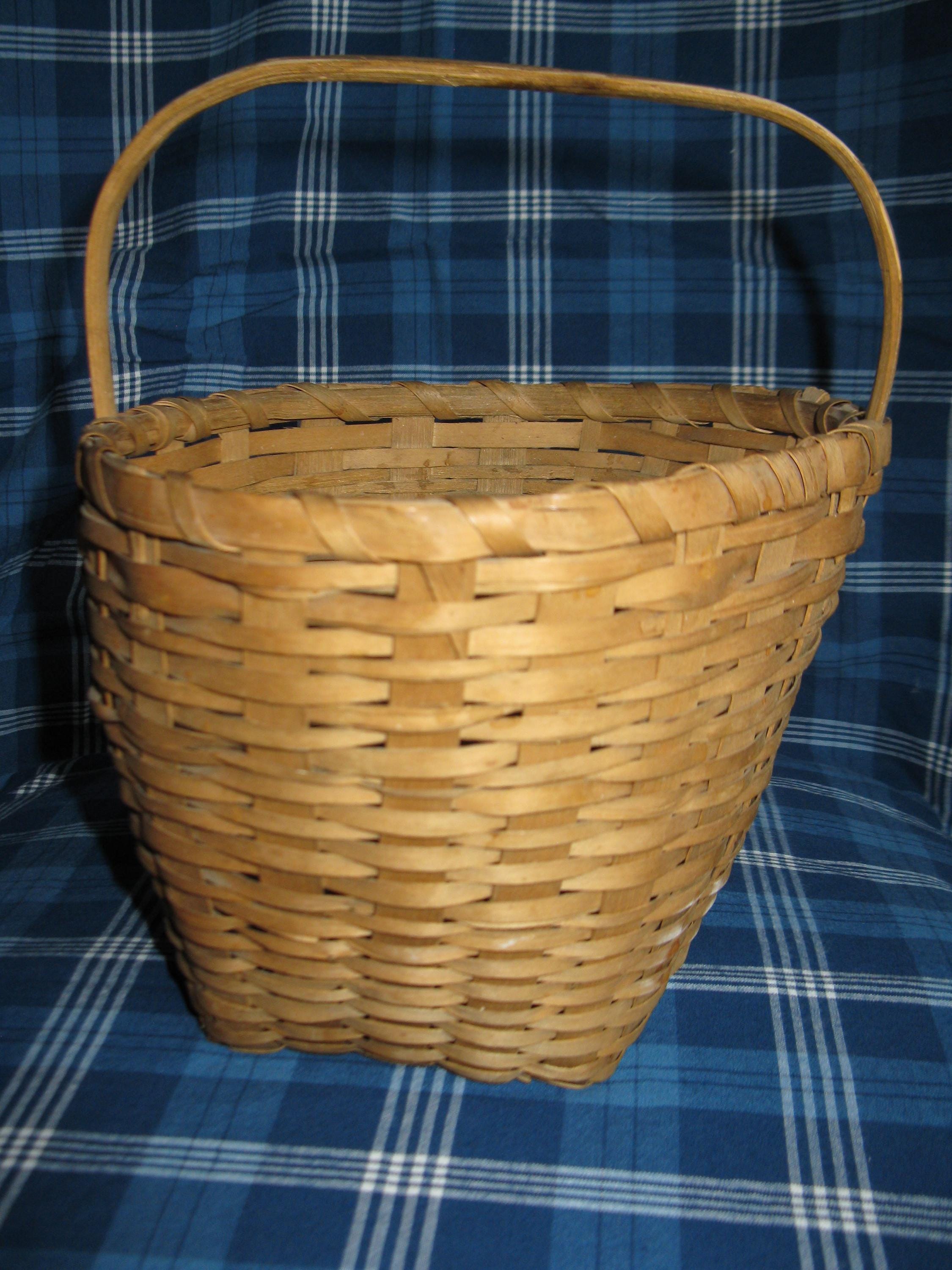 Antique Woven Oak Splint Bentwood Country Primitive Gathering Basket ...