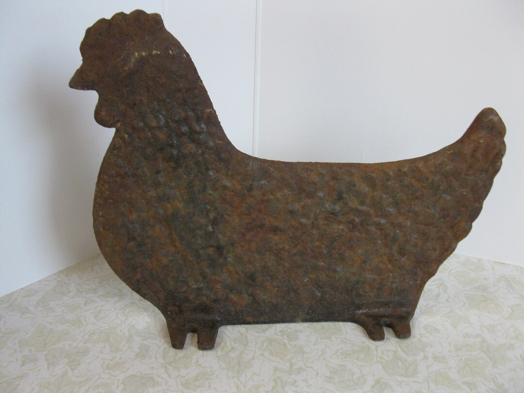 Antique Cast Iron Sitting Chicken Hen Boot Scraper Door Stop Yard Art ...