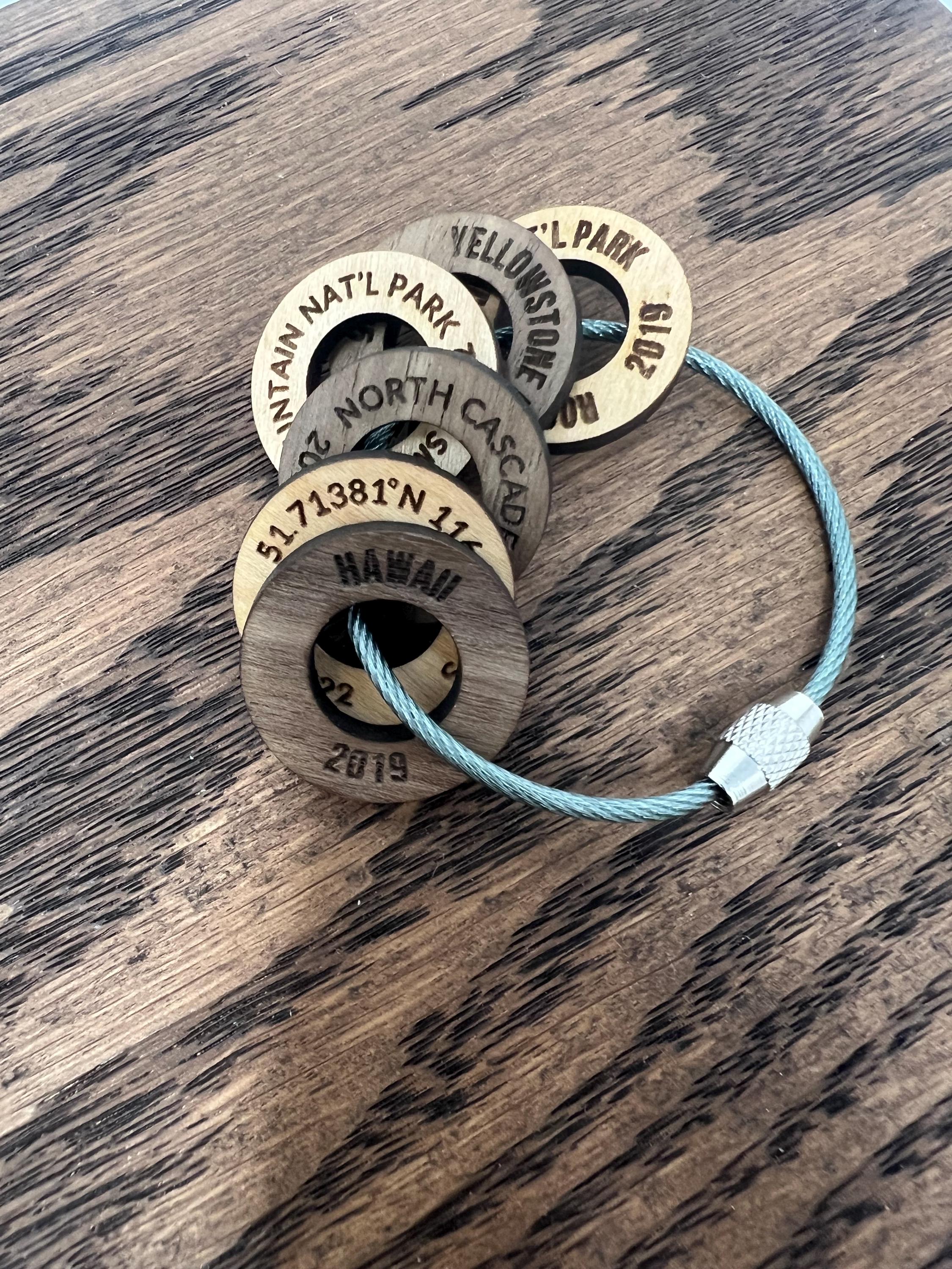 Personalized Travel Token Keychain | Wood Country Visited Backpack Tag ...