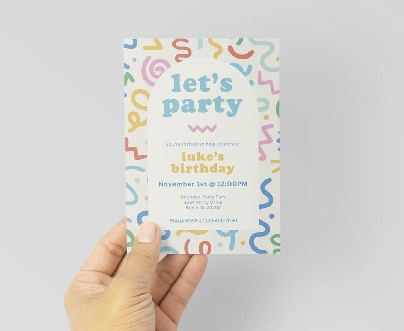 Bright Confetti Party Invite | Birthday Invitation | Modern Birthday ...