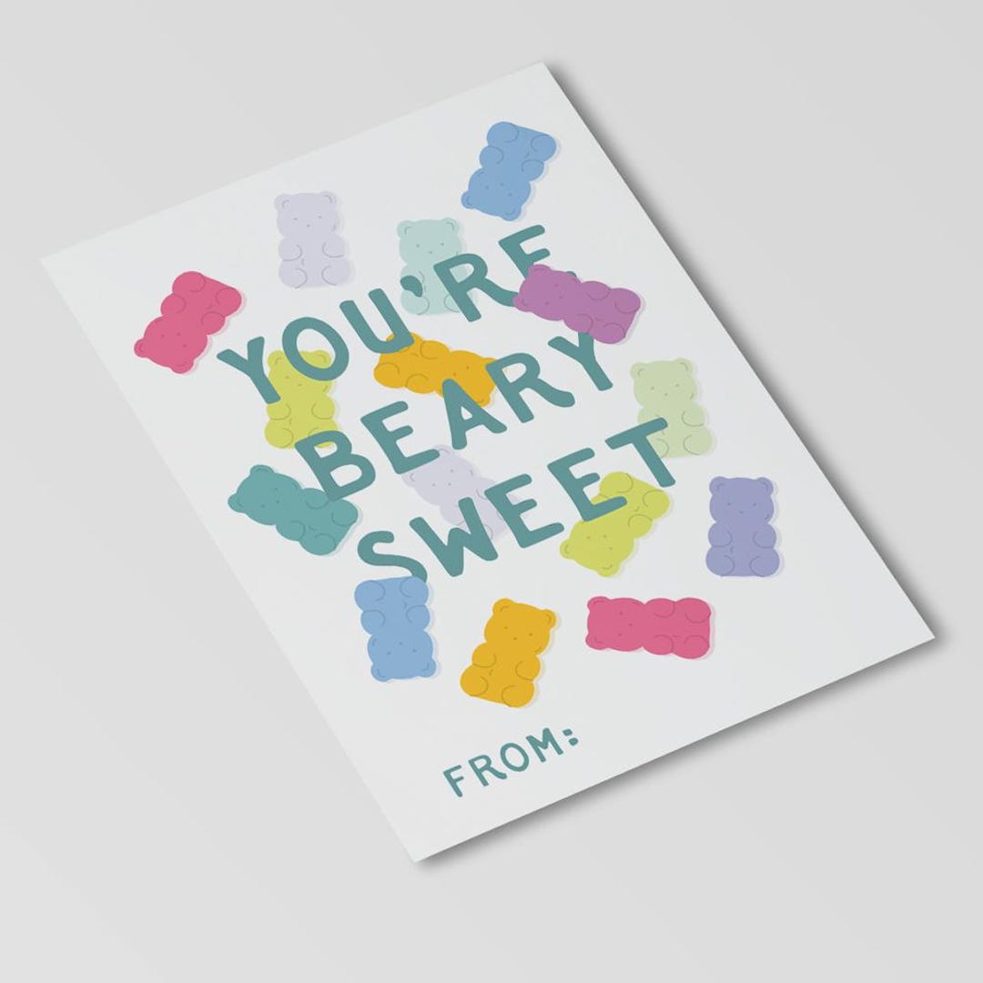 Printable Gummy Bear Valentine Cards | Kids Classroom Valentines | DIY ...