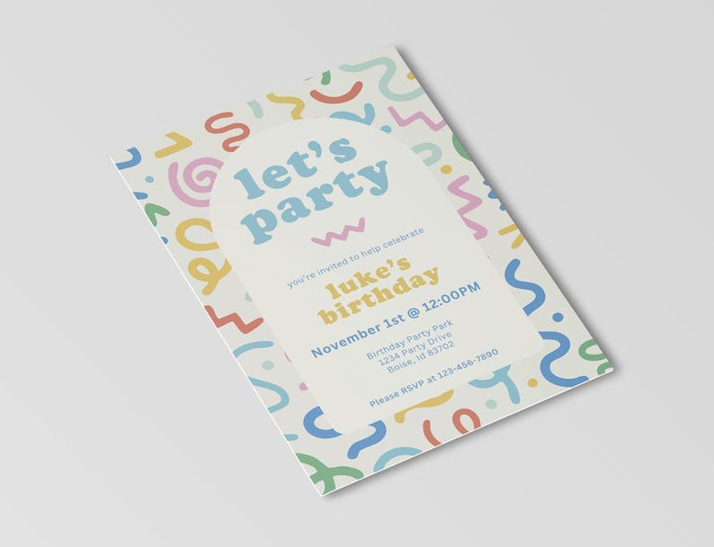 Bright Confetti Party Invite | Birthday Invitation | Modern Birthday ...