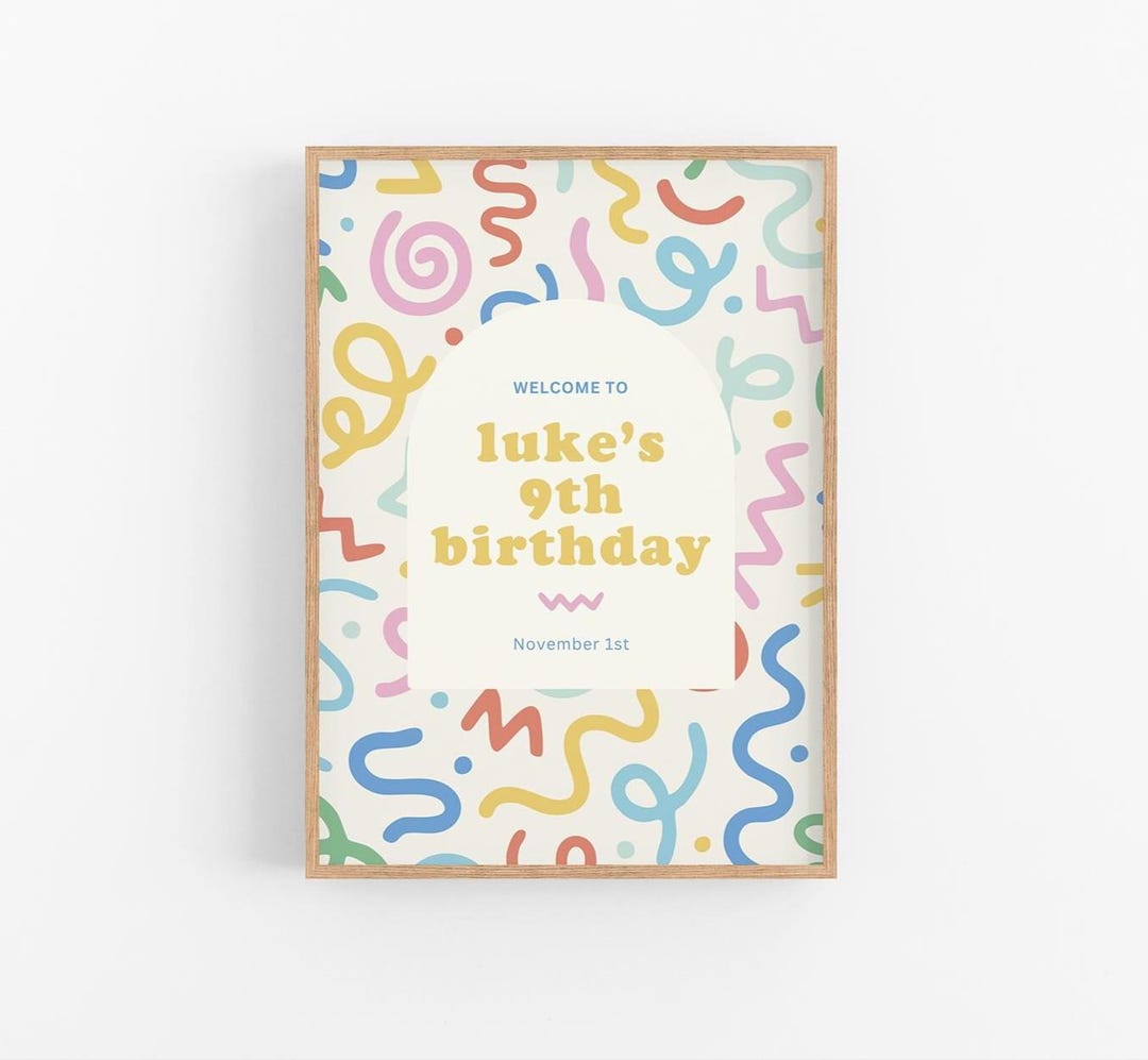 Confetti Birthday Poster: Customizable Rainbow Party Decor (digital ...
