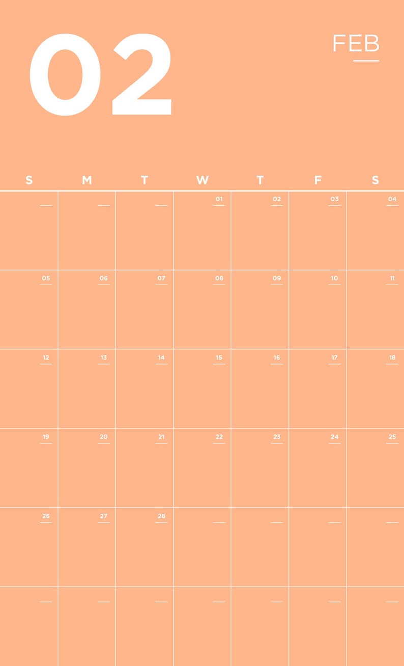 Bright Minimal Wall Calendar | Printable | Dates or Blank | Minimal ...