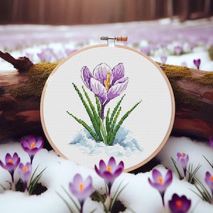 Crocus Cross Stitch Pattern PDF+SAGA Spring Flower Pattern Purple ...