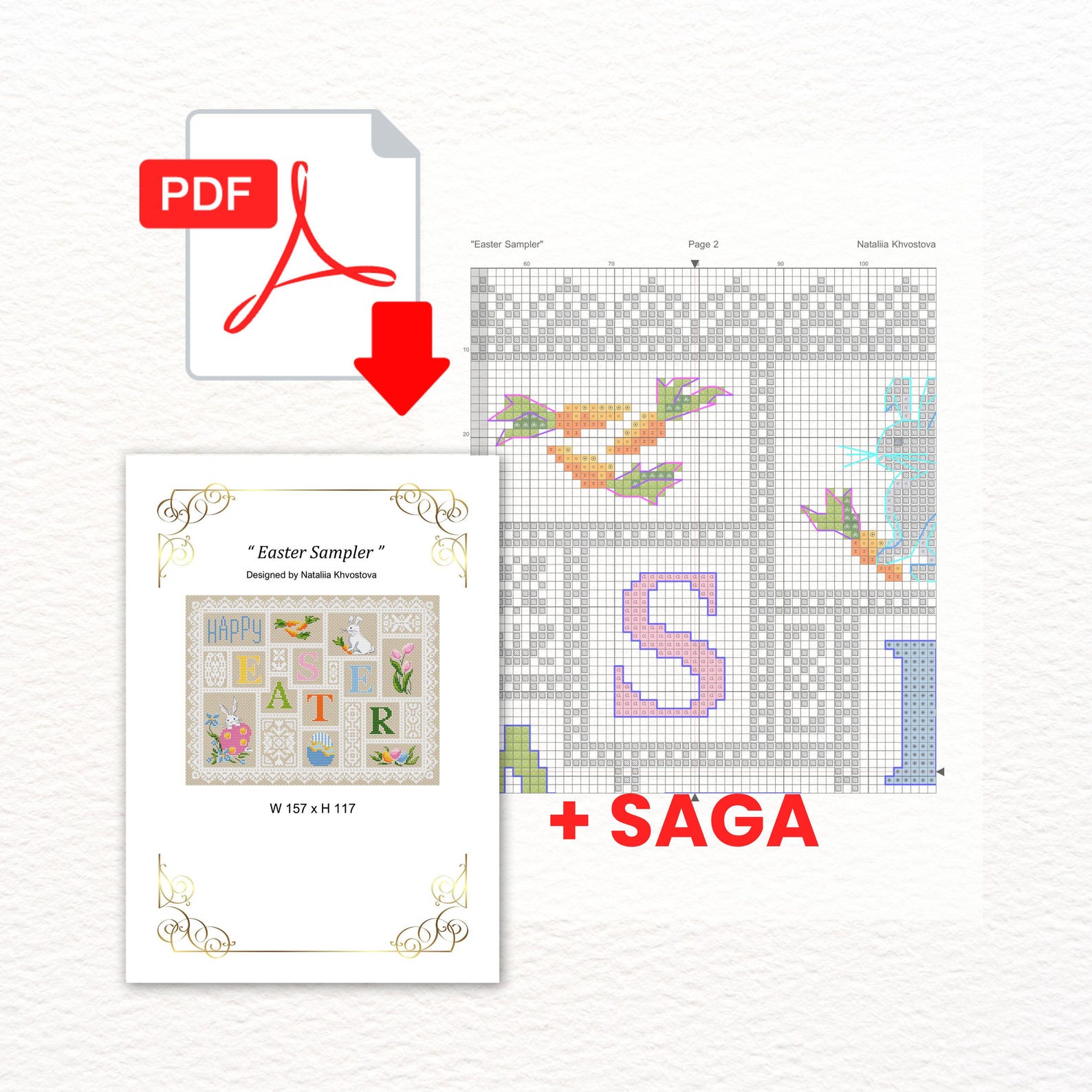 Easter Sampler Cross Stitch Pattern: Spring Ornaments (PDF+SAGA) - Etsy