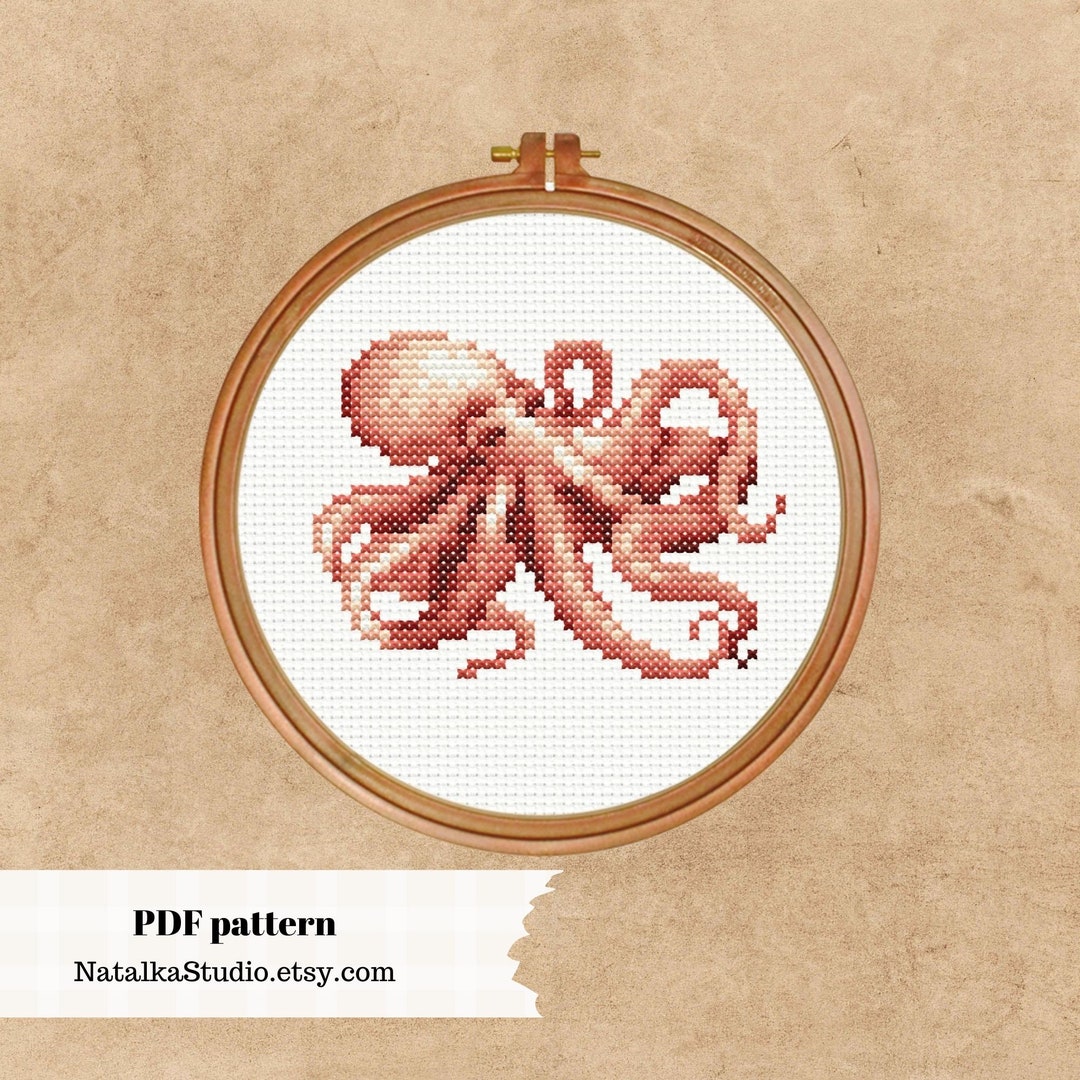 Octopus Cross Stitch Pattern: Ocean Animal Embroidery - Etsy