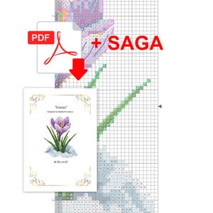 Crocus Cross Stitch Pattern PDF+SAGA Spring Flower Pattern Purple ...