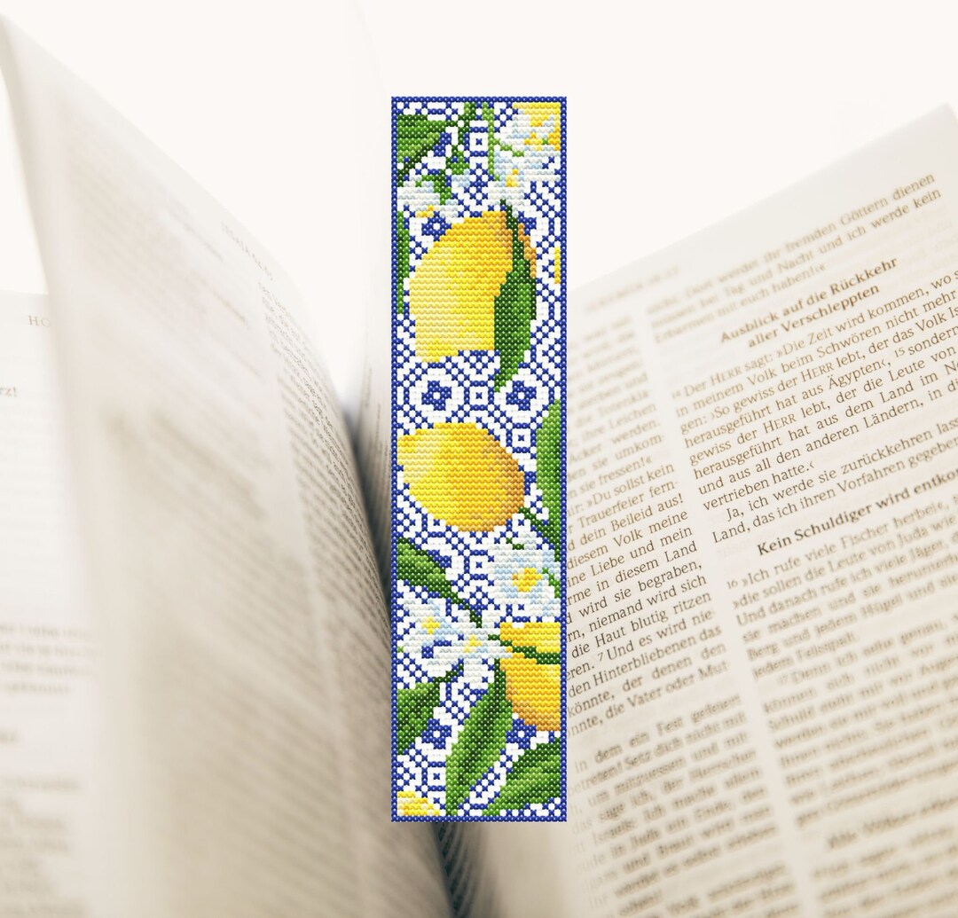 Bookmark Lemon Cross Stitch Pattern PDF Citrus Cross Stitch Digital ...