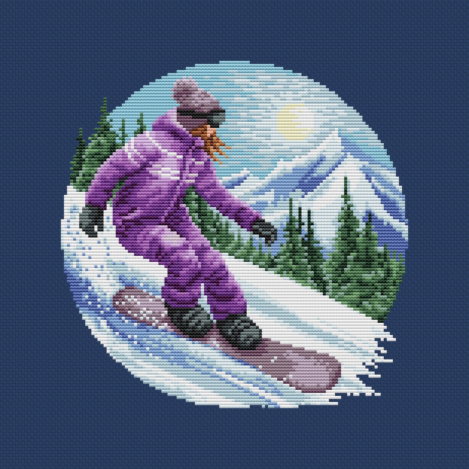 Girl Snowboarding Cross Stitch Pattern: Winter Sport Embroidery - Etsy