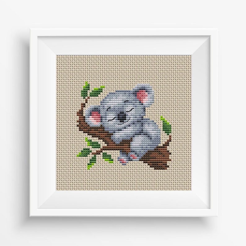 Koala Cross Stitch Pattern PDF Cute Sleeping Koala Primitive Small ...
