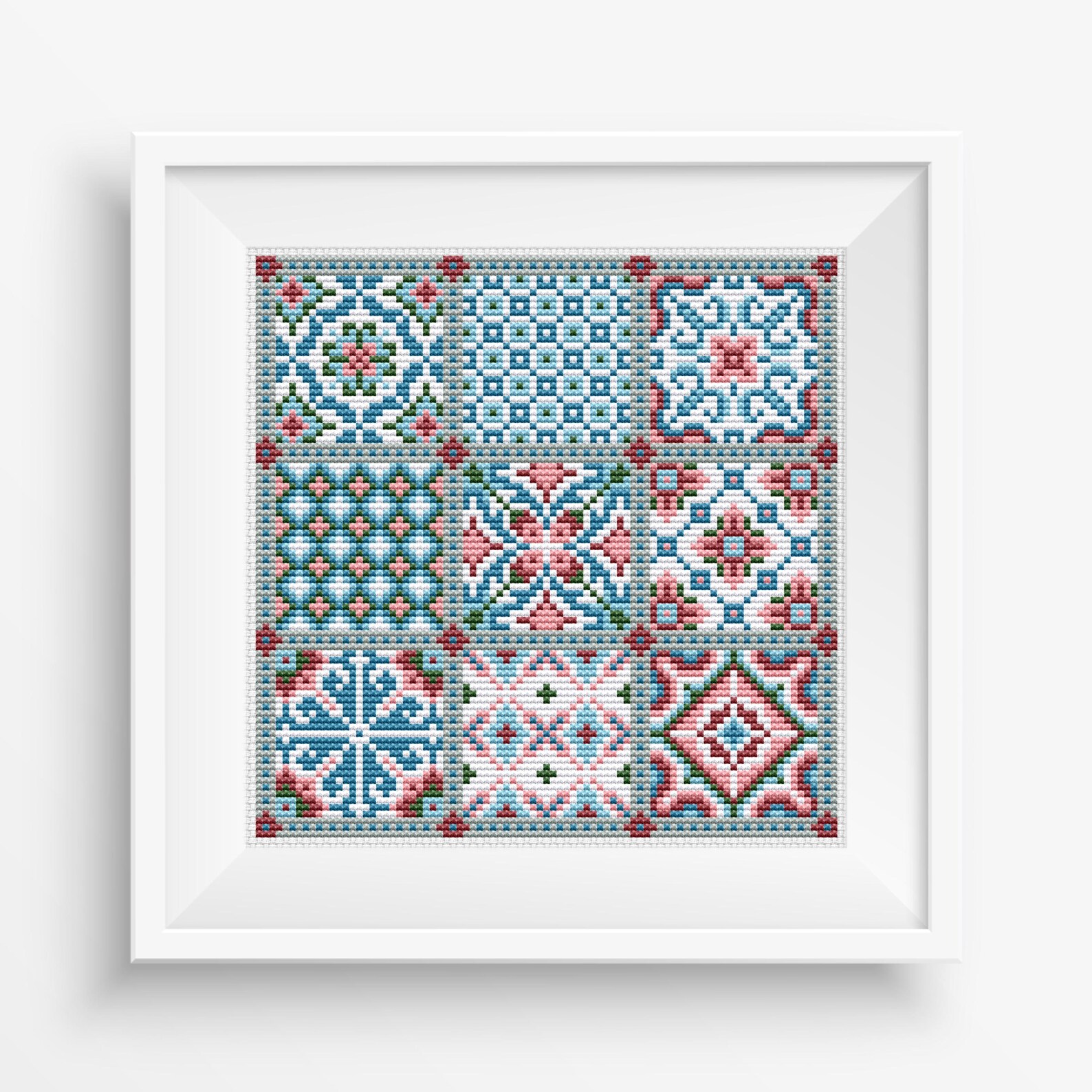 Modern Tiles Cross Stitch Pattern: Geometric Mosaic Embroidery - Etsy
