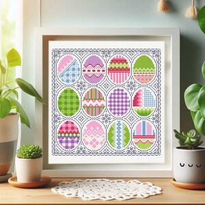 Easter Eggs Cross Stitch Pattern PDF Sampler Easter Cross Stitch Chart Easter Decor DIY Easy ...