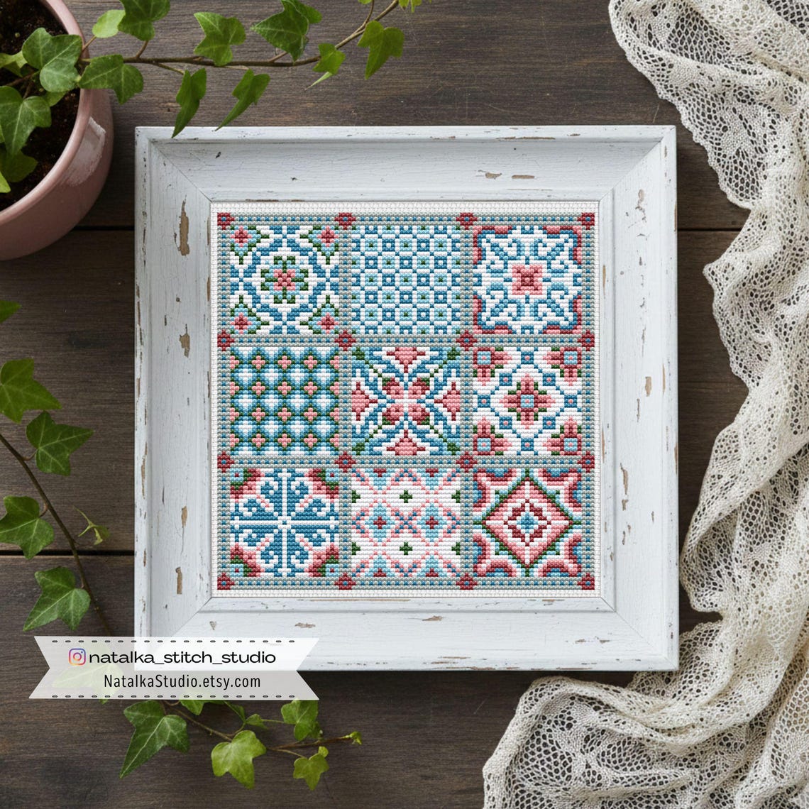 Modern Tiles Cross Stitch Pattern: Geometric Mosaic Embroidery - Etsy