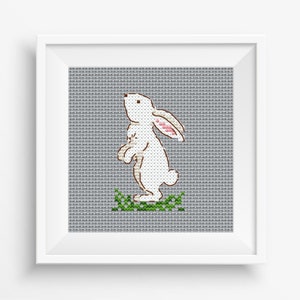 White Rabbit Cross Stitch Pattern PDF Primitive Mini Enbroidery - Etsy