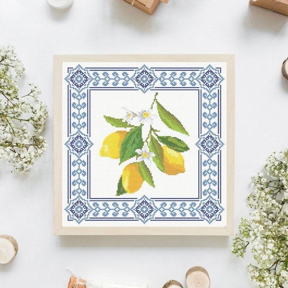 Lemon Cross Stitch Pattern PDF Citrus Cross Stitch Modern - Etsy