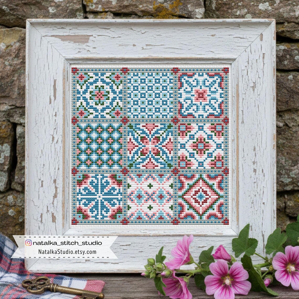 Modern Tiles Cross Stitch Pattern: Geometric Mosaic Embroidery - Etsy
