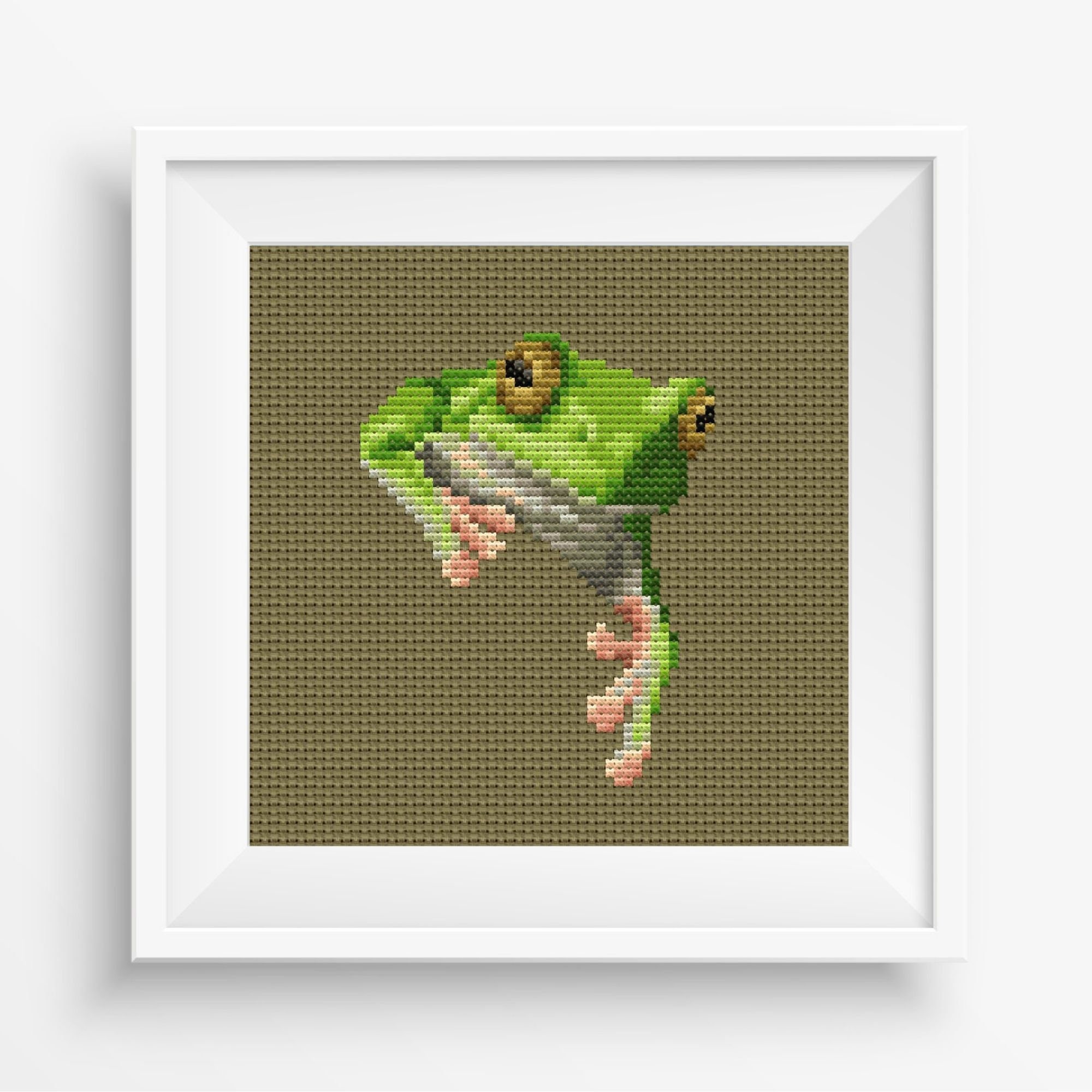 Green Tree Frog Cross Stitch Pattern PDF Primitive Small Embroidery ...