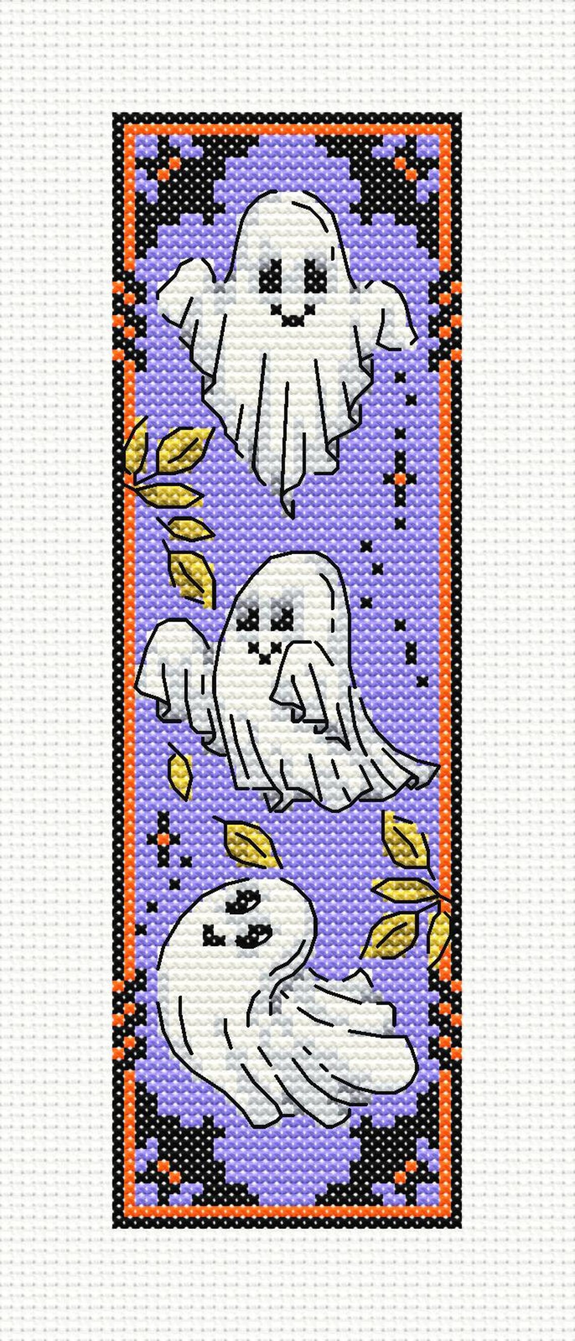 Bookmark Cute Ghost Cross Stitch Pattern Halloween Small Embroidery ...