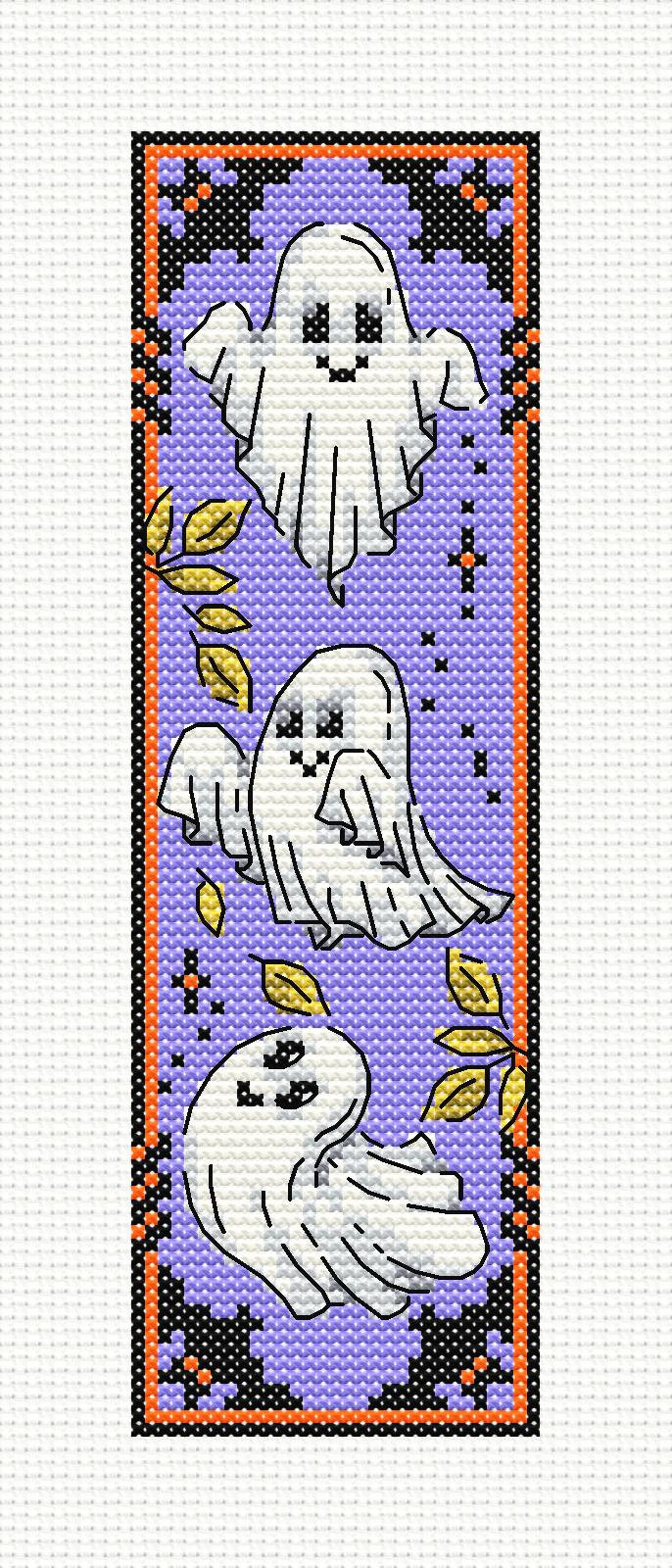 Bookmark Cute Ghost Cross Stitch Pattern Halloween Small Embroidery ...