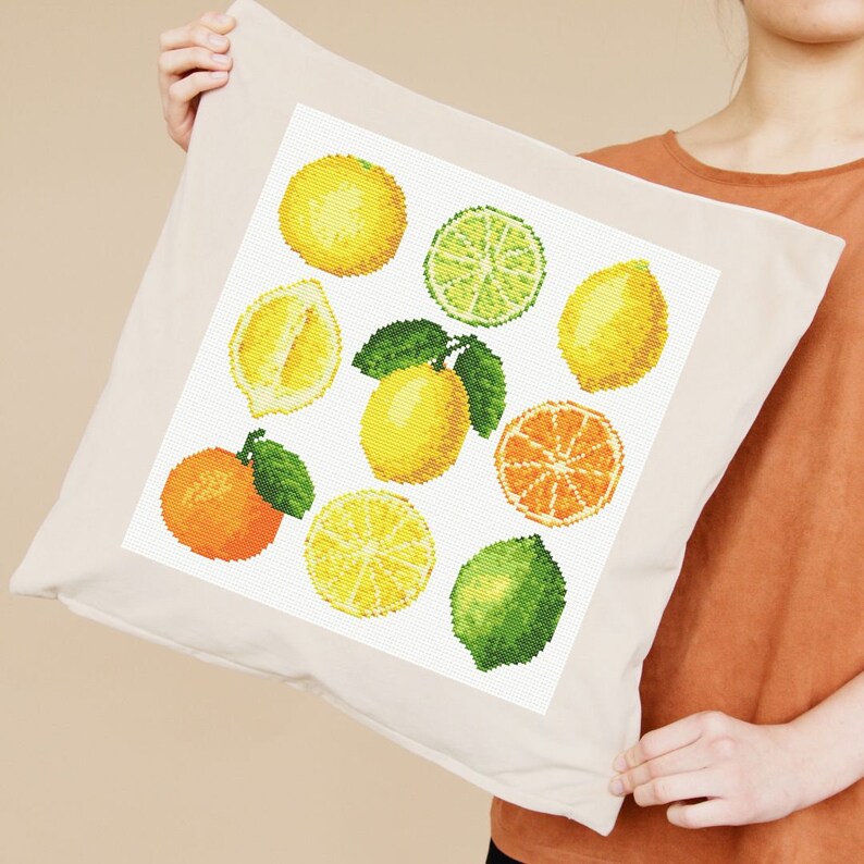 Citrus Fruit Cross Stitch Pattern PDF Lemon Cross Stitch - Etsy