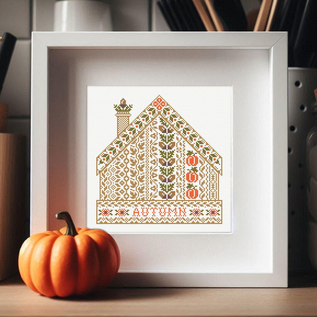 Autumn House Cross Stitch Pattern: Fall Sampler - Etsy