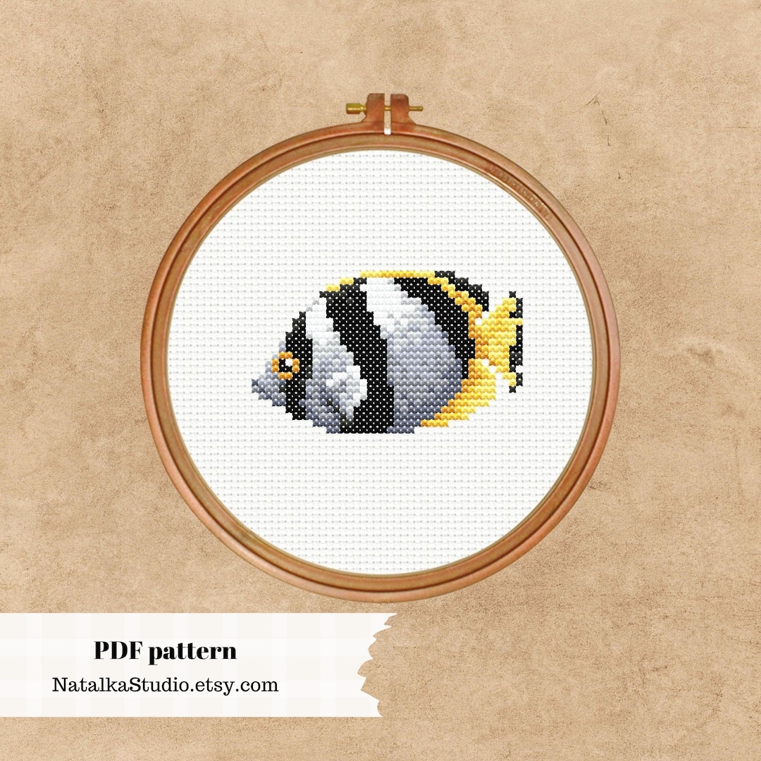 Tropical Fish Cross Stitch Pattern PDF Reef Fish Mini Embroidery ...
