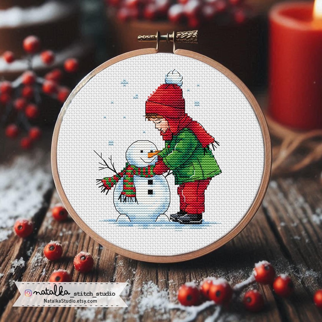 Snowman & Child Mini Christmas Cross Stitch Pattern PDF Chart - Etsy