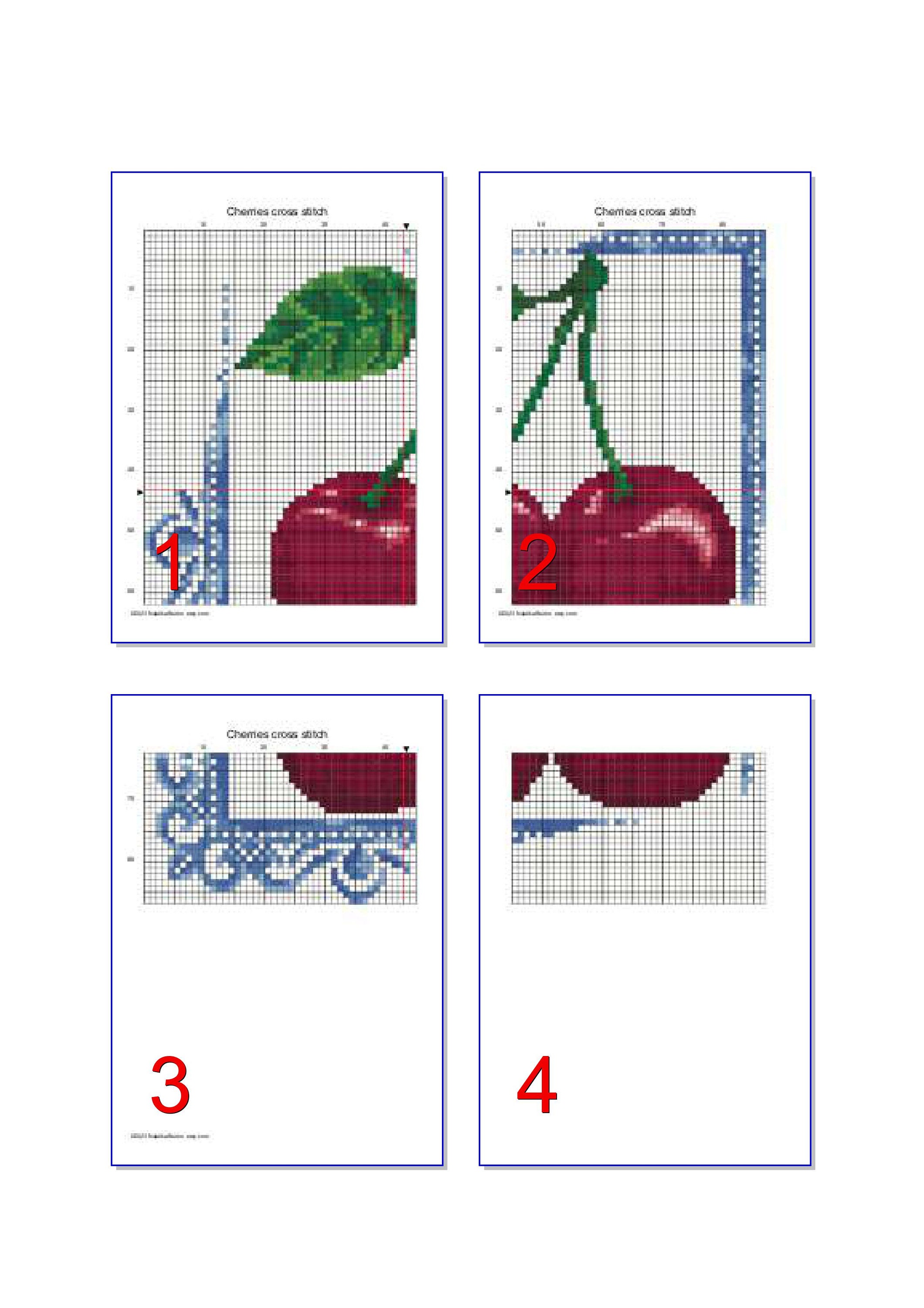 Cherries Cross Stitch Pattern PDF Kitchen Cross Stitch Red Cherries ...