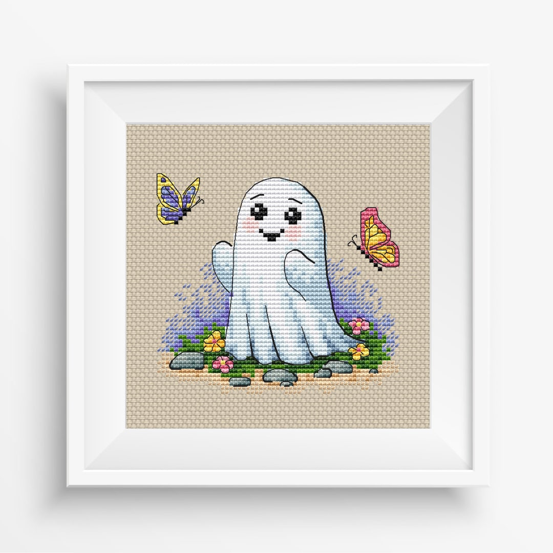 Cute Ghost Cross Stitch Pattern PDF Halloween Embroidery Ghost With ...