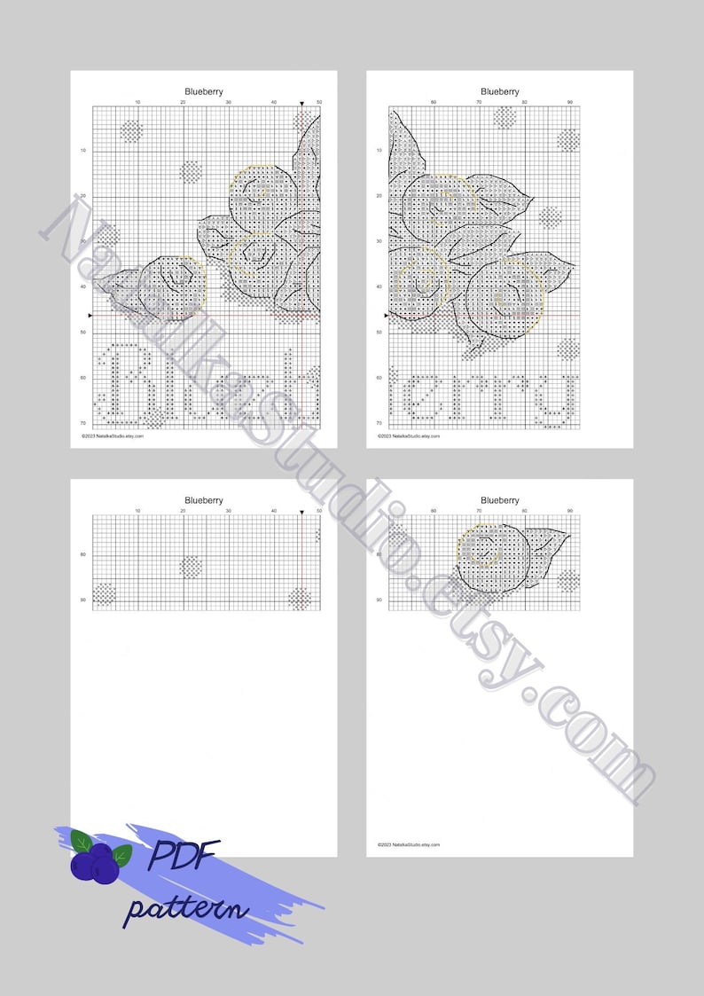 Blueberry Cross Stitch Berry Embroidery Blueberry Pattern PDF - Etsy