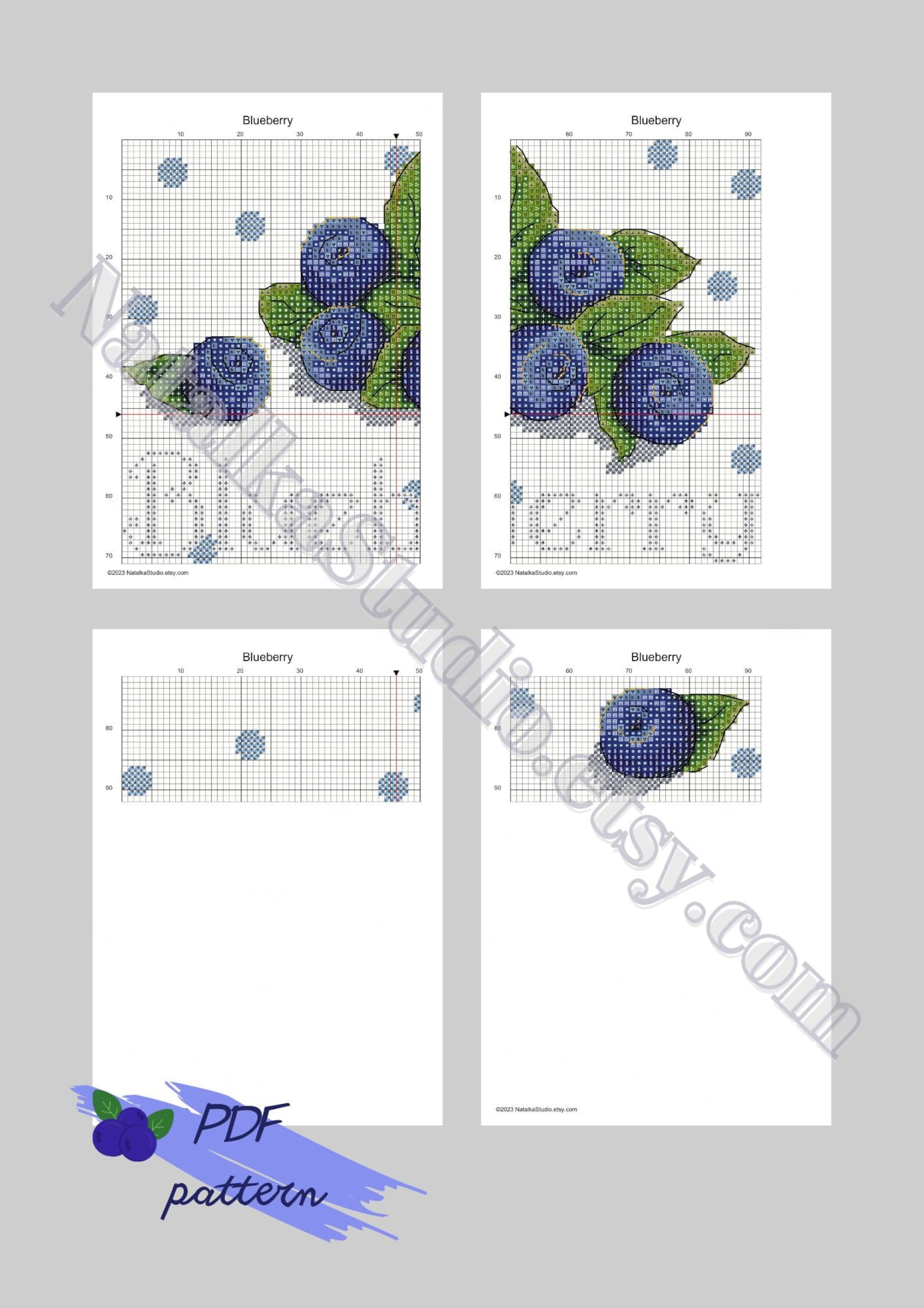 Blueberry Cross Stitch Berry Embroidery Blueberry Pattern PDF - Etsy