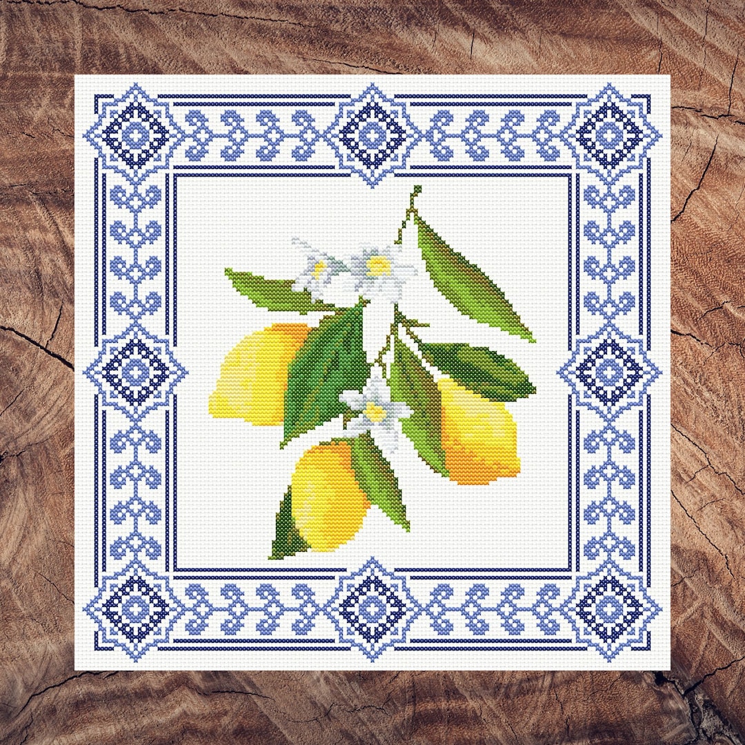 Lemon Cross Stitch Pattern PDF Citrus Cross Stitch Modern - Etsy