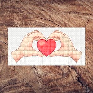 Hands With Heart Cross Stitch Pattern: Romance Embroidery - Etsy