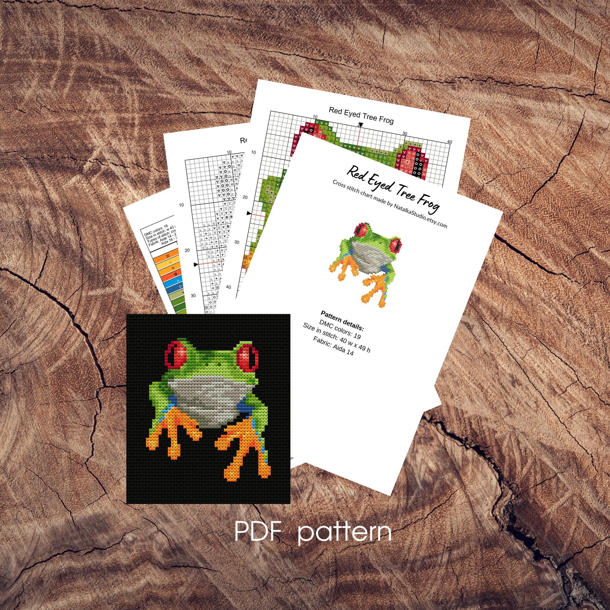 Red Eyed Tree Frog Cross Stitch Pattern PDF Animal Embroidery Small ...