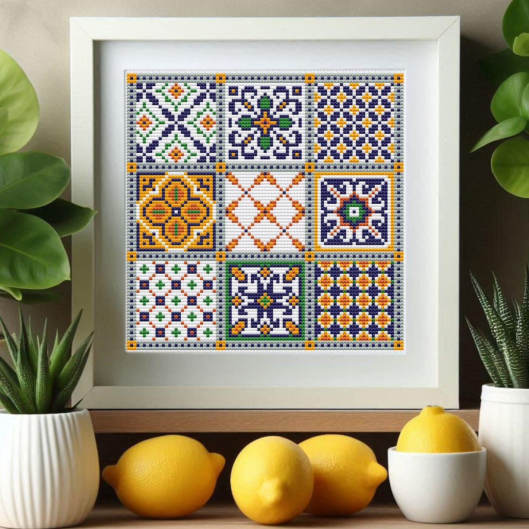 Mediterranean Tiles Cross Stitch Pattern: Easy Sampler - Etsy