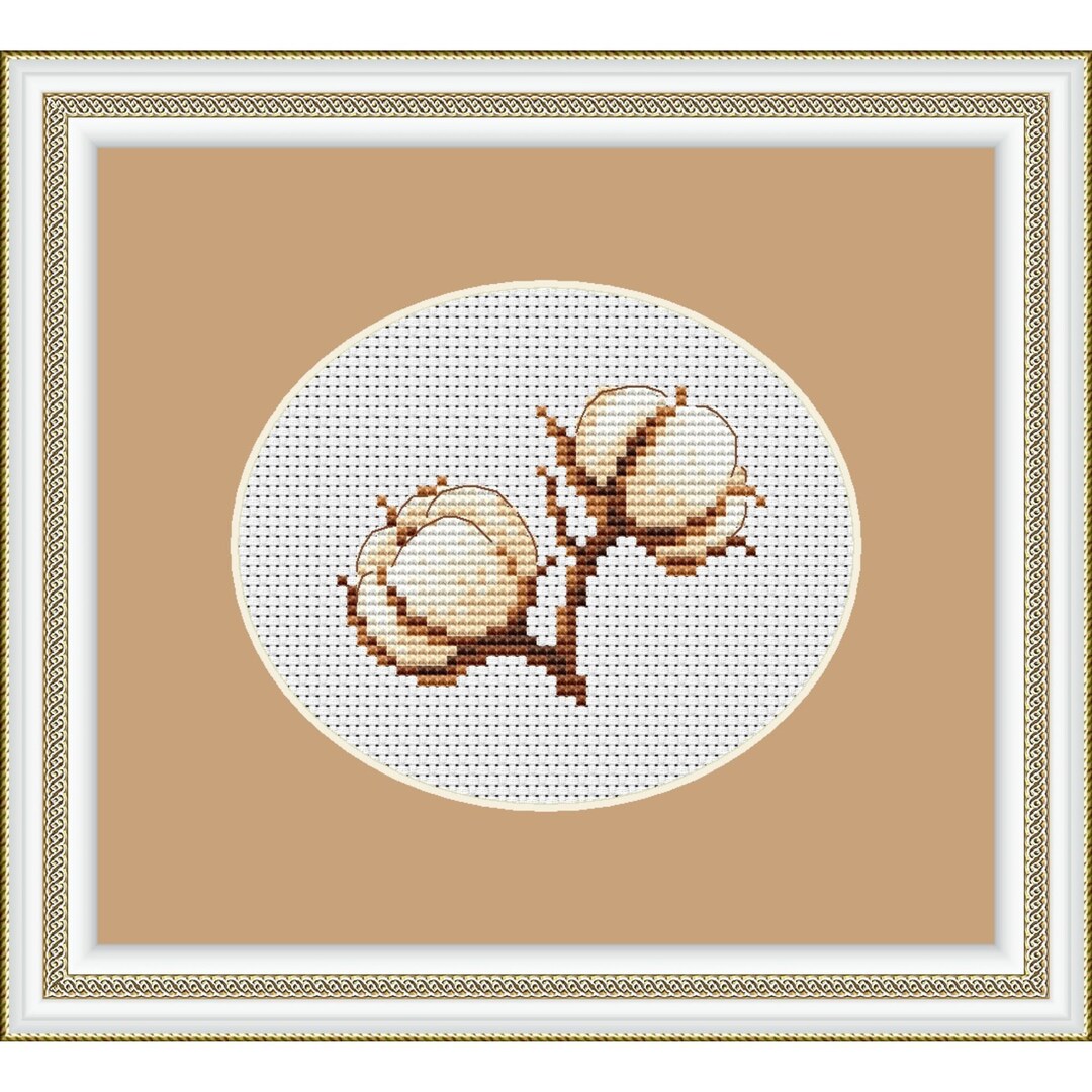 Cotton Branch Cross Stitch Pattern: Small Primitive Embroidery - Etsy