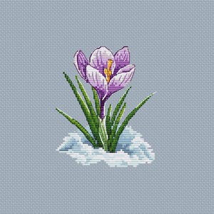 Purple Crocus Spring Flower Cross Stitch Pattern (PDF + SAGA) - Etsy