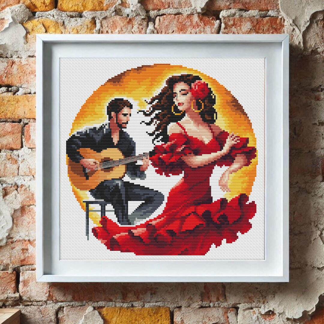 Flamenco Dancer Cross Stitch Pattern: Spanish Woman Embroidery (PDF ...