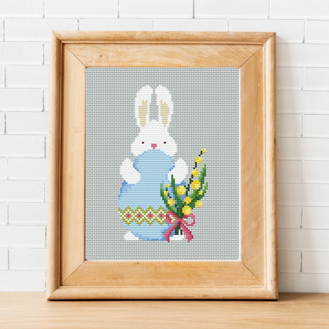 Easter Rabbit Cross Stitch Pattern PDF Easter Egg Cross Stitch Happy ...