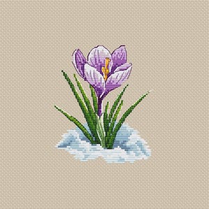 Purple Crocus Spring Flower Cross Stitch Pattern (PDF + SAGA) - Etsy